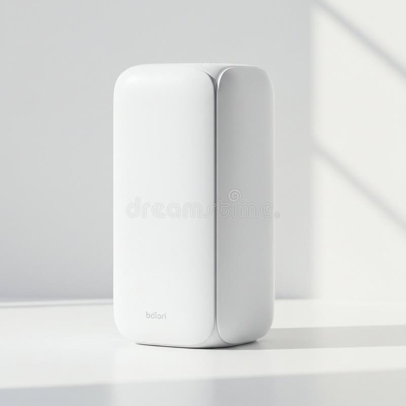 A Sleek, Minimalist White Rectangular Device Stands on a Flat Surface ...
