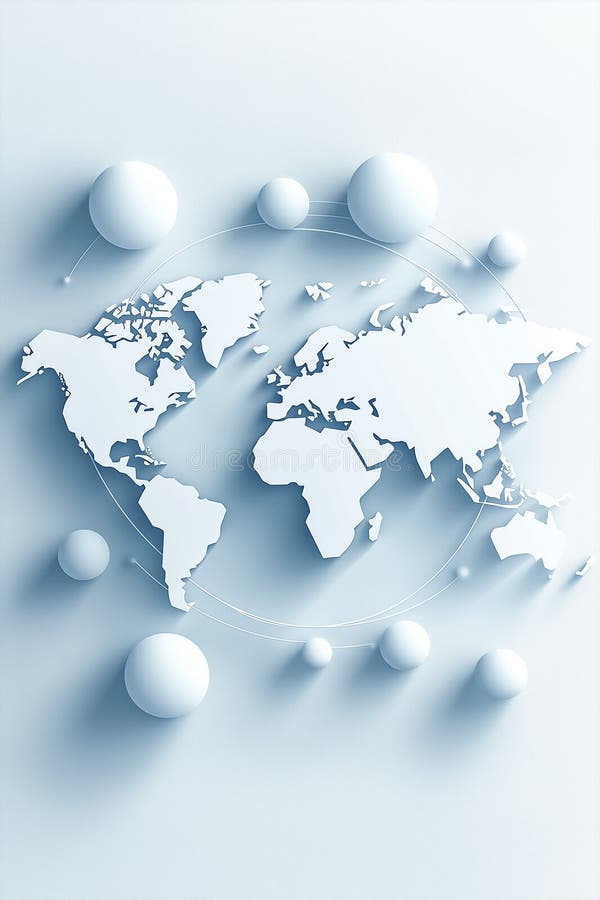 A Sleek Minimalist World Map with Smooth Lines and Circular Accents for ...