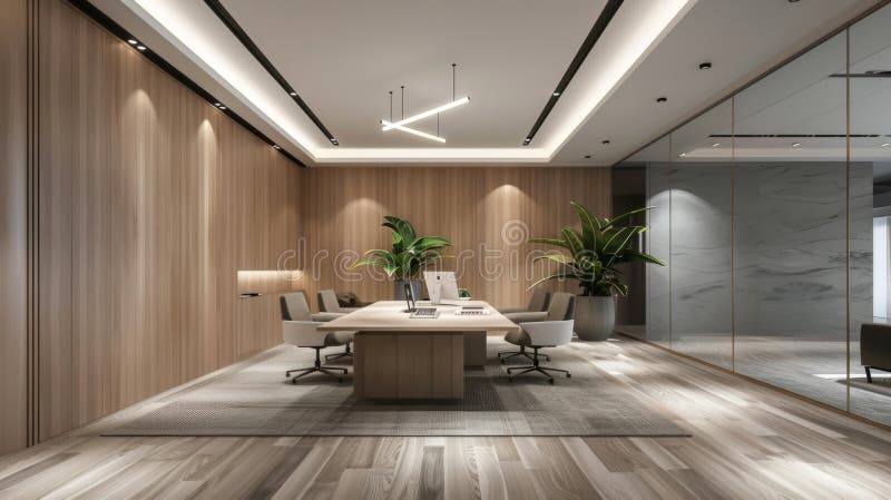 The Sleek and Minimalistic Design of this Office Space is Enhanced by ...