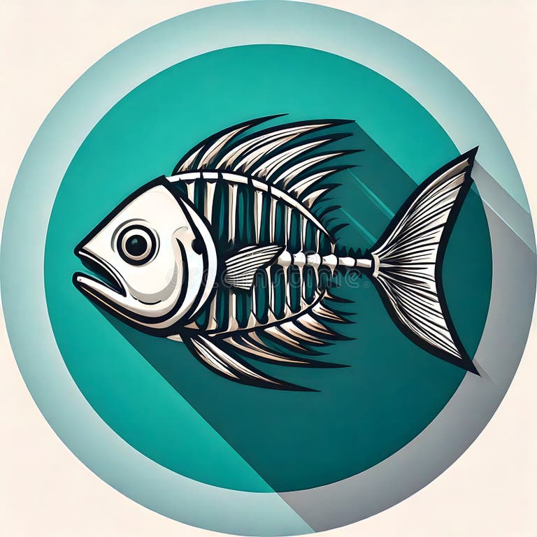 Fish Skeleton Icon stock illustration. Illustration of silhouette ...
