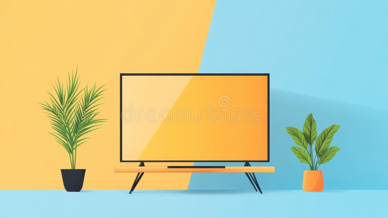 A Sleek, Minimalistic Flatscreen TV Design in D Vector Art, Featuring a ...