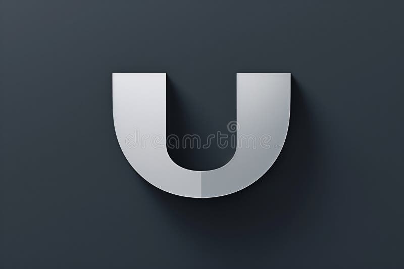 Minimalistic Glossy Metallic U Shape Object on a Dark Background ...