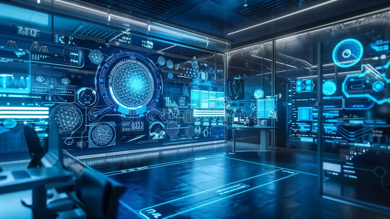 A Sleek, Minimalistic Quantum Computer Setup Inside a Modern, Hi Stock ...