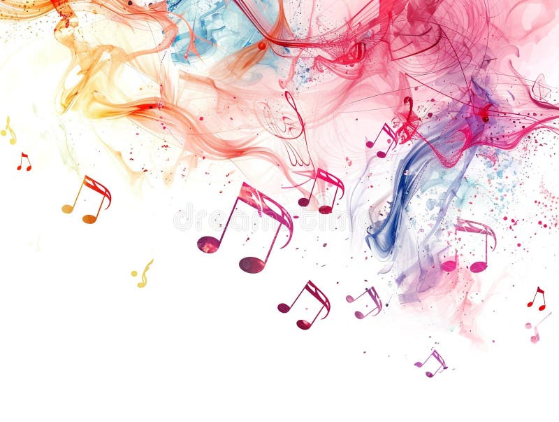 Front View of a Multicolors Music Note with Wave Line Design on White ...