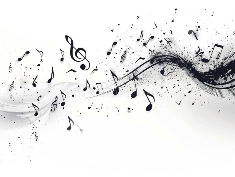 Front View of a Music Note with Wave Line Design on a White Background ...