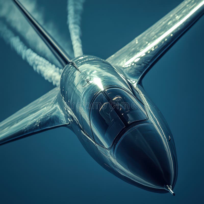 Sleek Modern Aircraft in Dynamic Flight Against Clear Blue Sky Stock ...