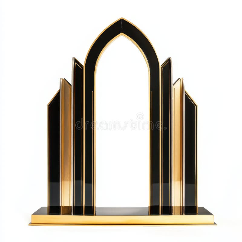 A Sleek, Modern Architectural Display with Black and Gold Elements ...
