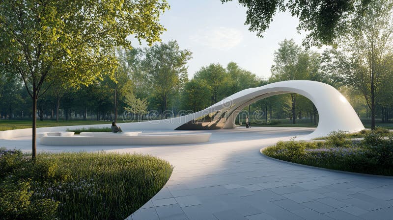 Sleek, Modern Architectural Structure Featuring a Smooth, Curved Design ...