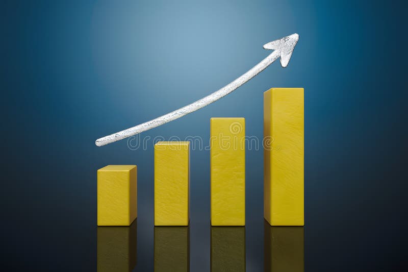 Sleek Modern Bar Chart with Upward Trend Line Graph and Blue Gradient ...