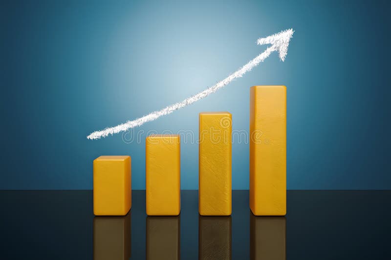 Sleek Modern Bar Chart with Upward Trend Line Graph and Blue Gradient ...