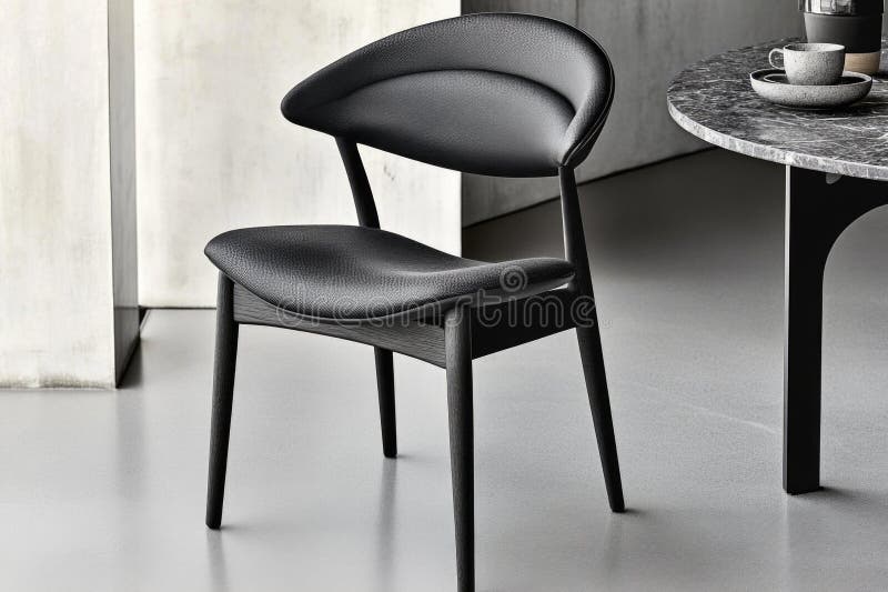 Sleek Modern Black Chair in Minimalist Dining Room Setting Stock Photo ...