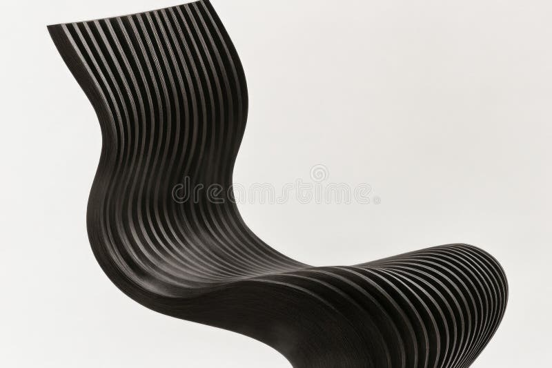 Sleek Modern Black Curved Chair with Unique Slatted Design Stock Image ...