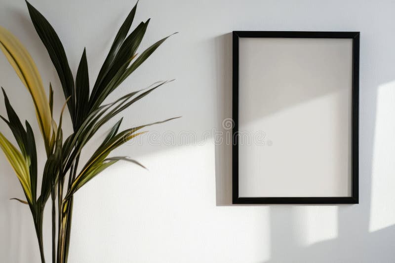 Elegant Black Picture Frame with Shadow Gap on Smooth White Wall in ...