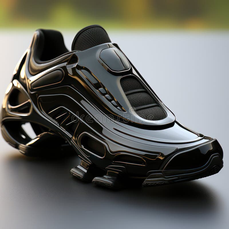 Futuristic Black Sneakers. AI Generation Stock Illustration ...