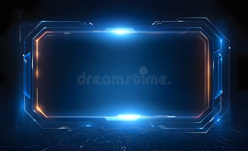 Blue Glowing Rectangle Frame with Technology Background Stock ...
