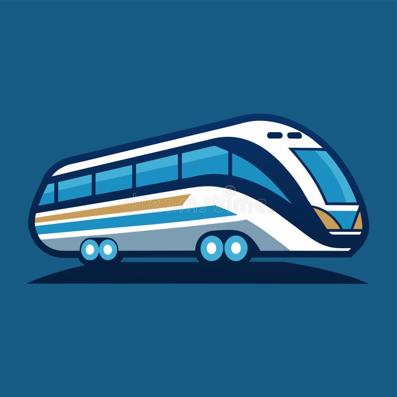 A Sleek Modern Blue and White Train Against a Solid Blue Backdrop, a ...