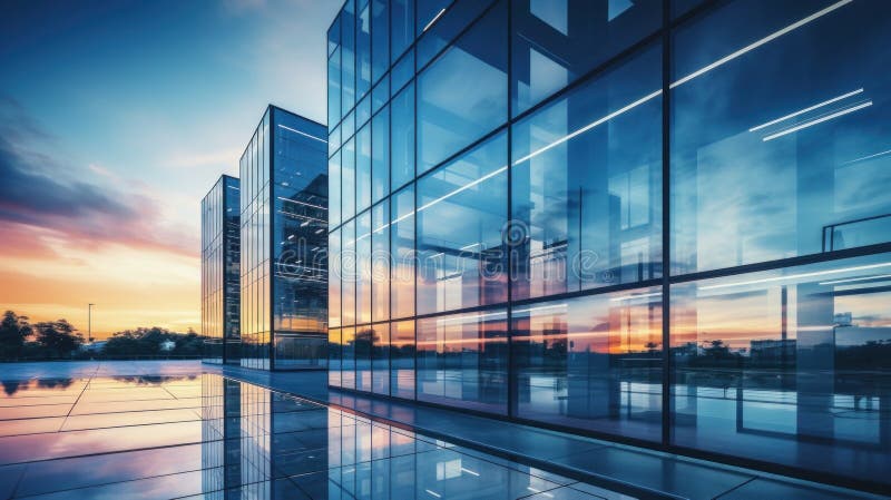 Sleek Modern Business Building Stock Image - Image of office, structure ...