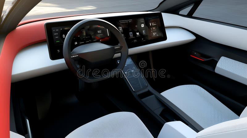 A Sleek, Modern Car Dashboard Featuring Advanced Digital Displays and ...