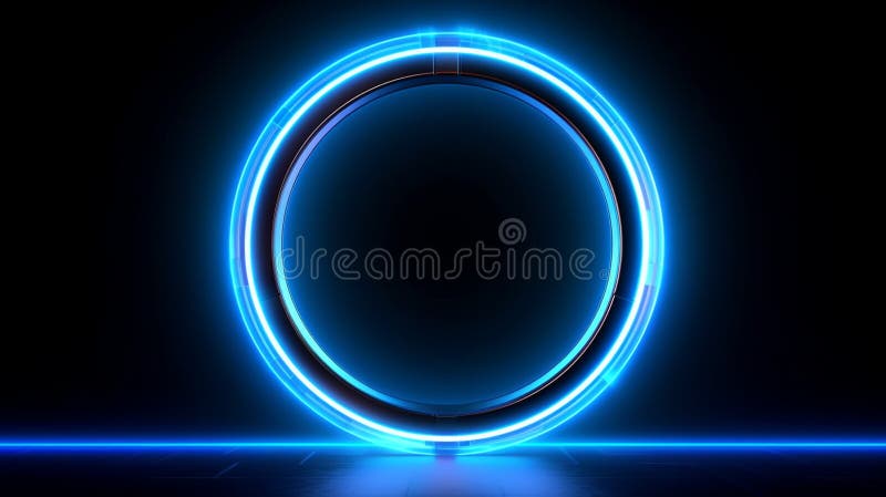 Sleek and Modern Circle Frame with Blue Neon Light Effects Stock ...