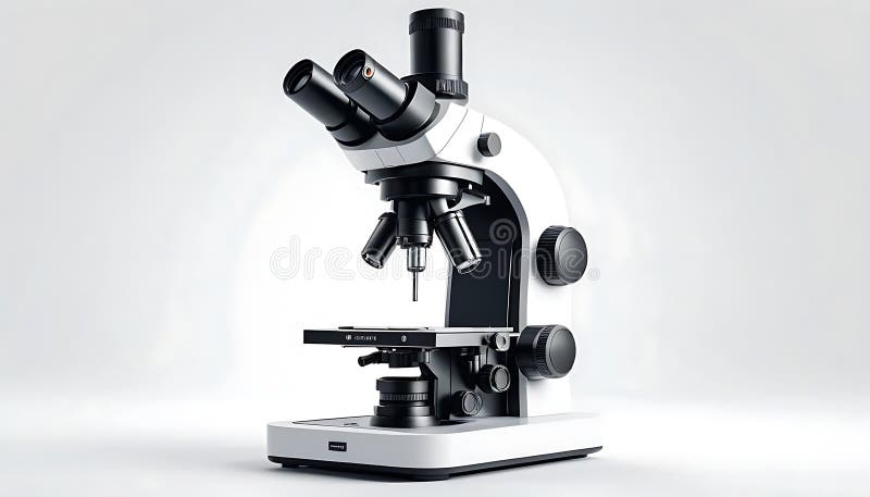 Modern Compound Microscope on White Background Stock Image - Image of ...