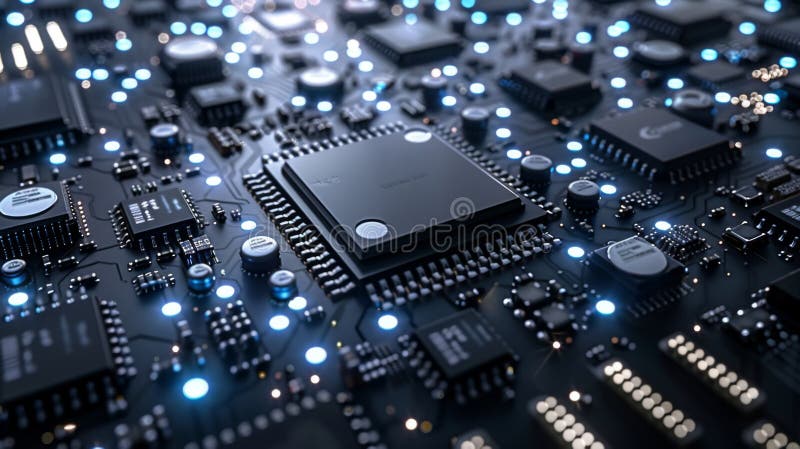 Sleek Modern Computer Chips with Intricate Details, Illuminated by Soft ...