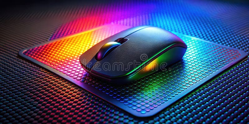 A Sleek, Modern Computer Mouse Rests on a Vibrant, Iridescent Mousepad ...