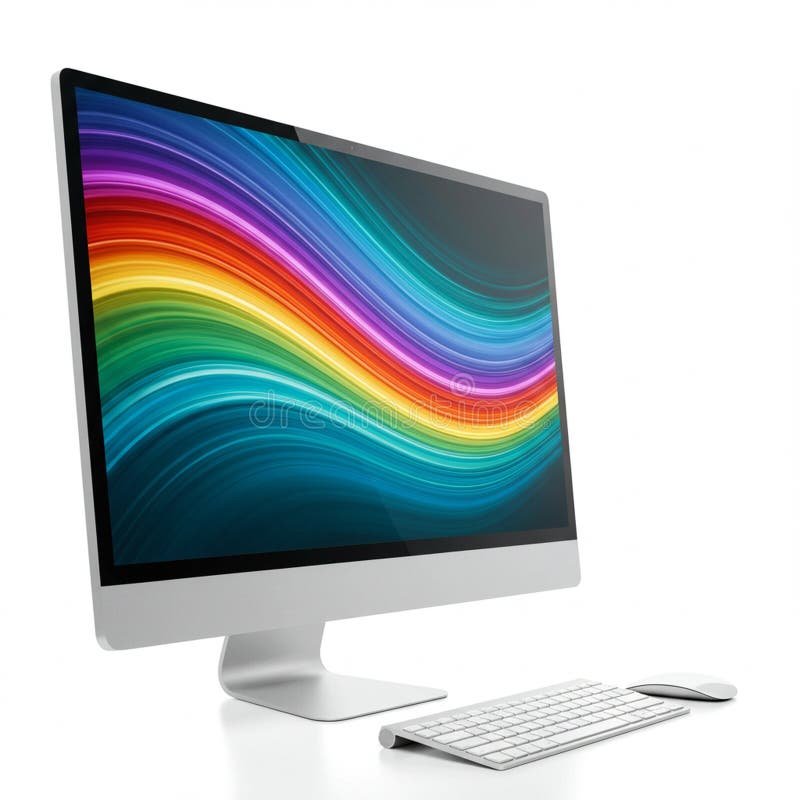 A Sleek, Modern Computer Setup Featuring a Widescreen Monitor with a ...