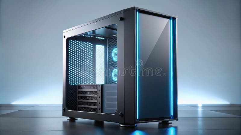 Sleek Modern Computer Tower with Illuminated Interior Components and ...