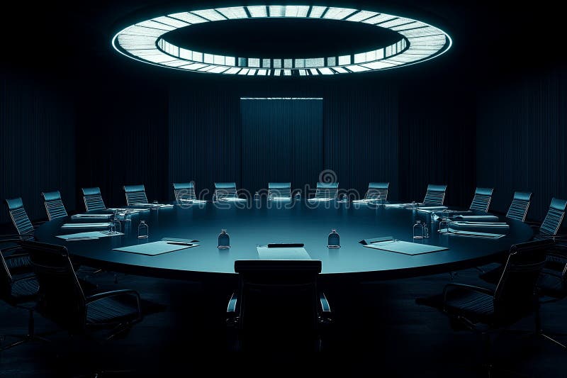 A Modern Conference Room with a Circular Table for Collaboration and ...