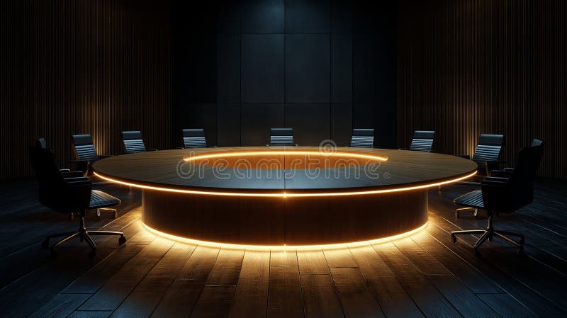 A Modern Conference Room with a Circular Table for Collaboration and ...