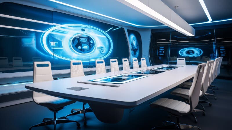 A Sleek and Modern Conference Room with a Large Screen and a ...