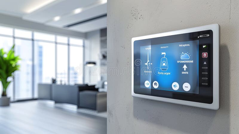A Sleek, Modern Control Panel Mounted on a Contemporary Wall Displays ...