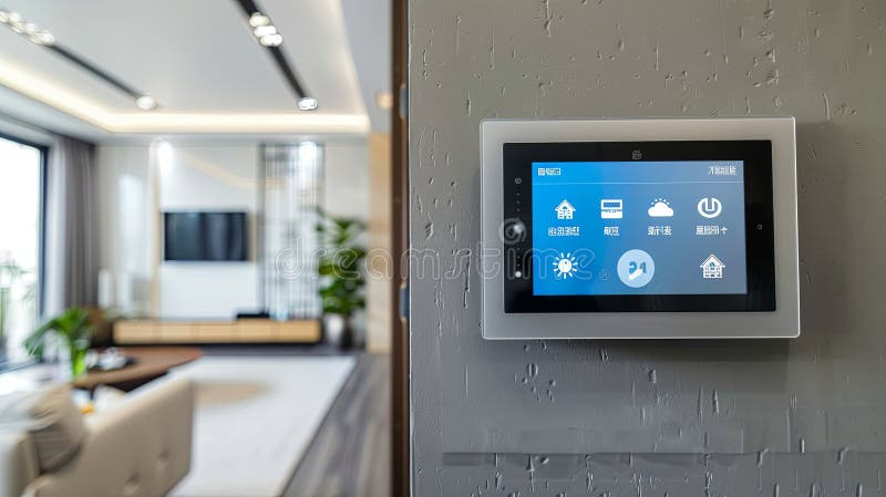 A Sleek, Modern Control Panel with a Touchscreen Interface Mounted on a ...