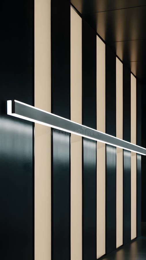 Sleek, Modern Corridor with Vertical Light Panels and Linear Light ...