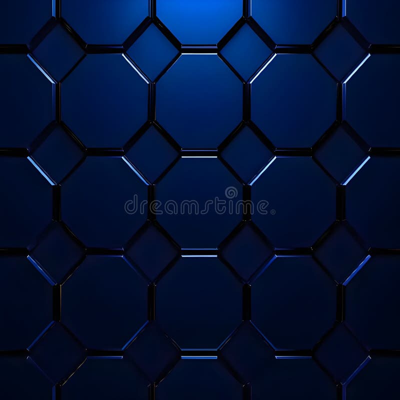 Futuristic Hexagonal Grid in Dark Blue – 3D Abstract Background Stock ...