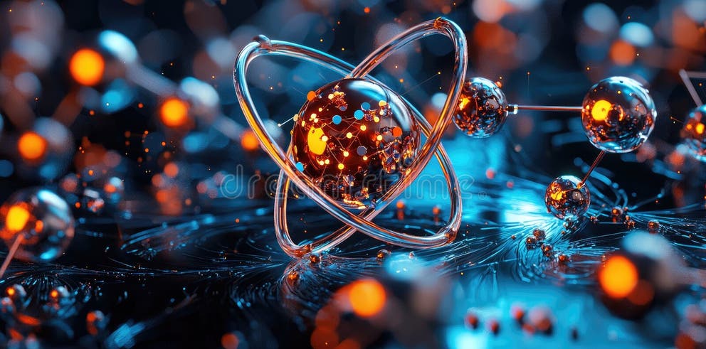 Futuristic 3D Atom Structure Rendering for Science and Technology ...