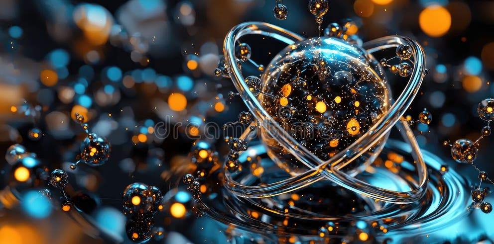 Futuristic 3D Atom Structure Rendering for Science and Technology ...