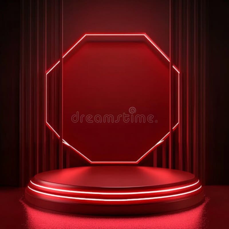 Red Neon Octagon Display Podium Background Stock Illustration ...