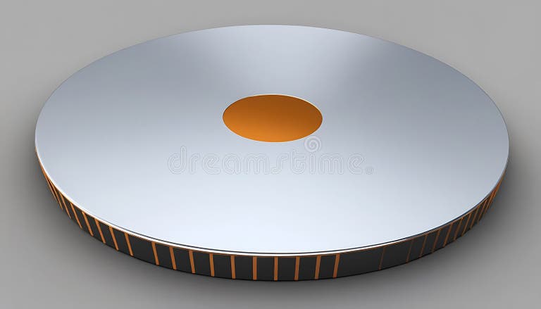 Modern Metallic Disc with Orange Core and Striped Edge Stock Photo ...