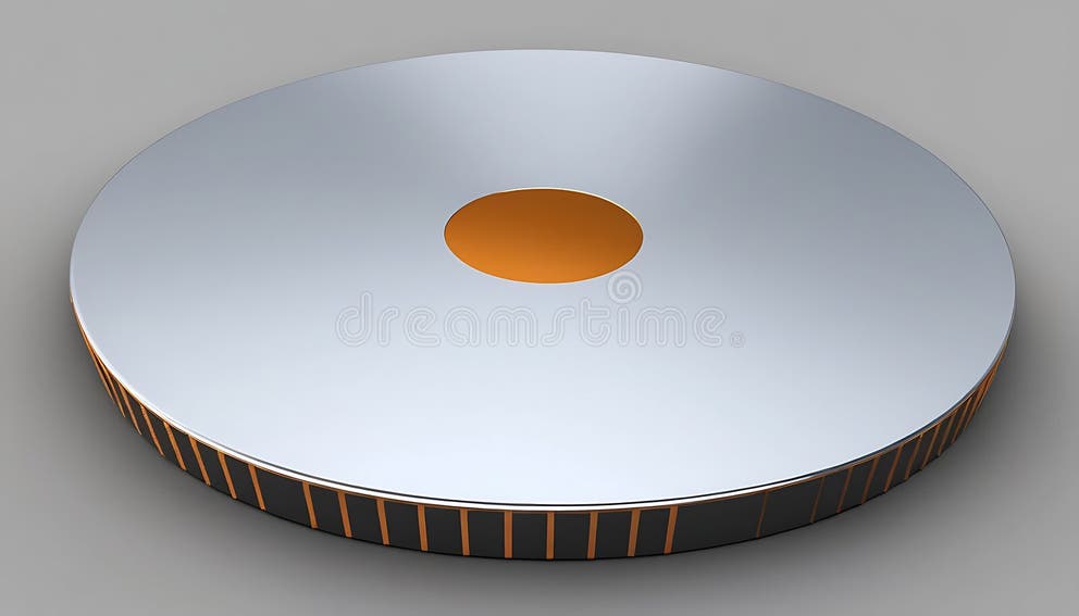 Modern Metallic Disc with Orange Core and Striped Edge Stock Photo ...