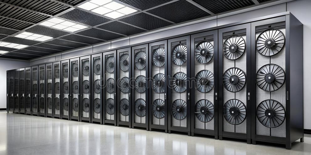 Sleek Modern Data Center with Rows of High-performance Servers ...