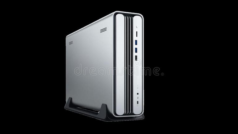 Sleek Modern Desktop Computer Tower with Silver Mesh Front Panel and ...