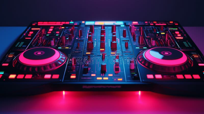 Sleek, Modern DJ Controller with Bright LED Lights Stock Photo - Image ...