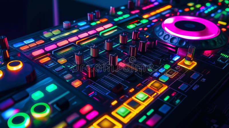Sleek, Modern DJ Controller with Bright LED Lights Stock Image - Image ...