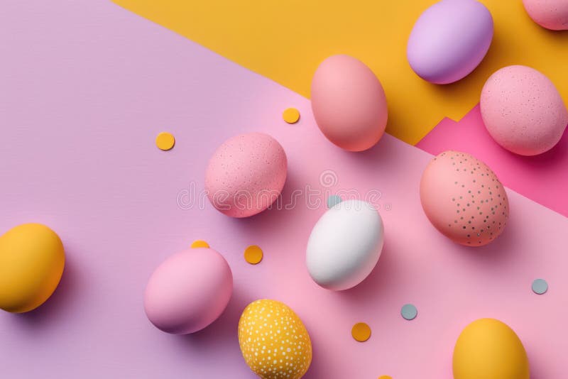 Modern Easter Minimalism Egg and Flowers Background. Generative AI ...
