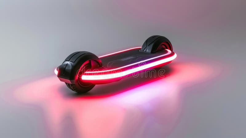 Futuristic Electric Hoverboard with LED Lights Stock Illustration ...