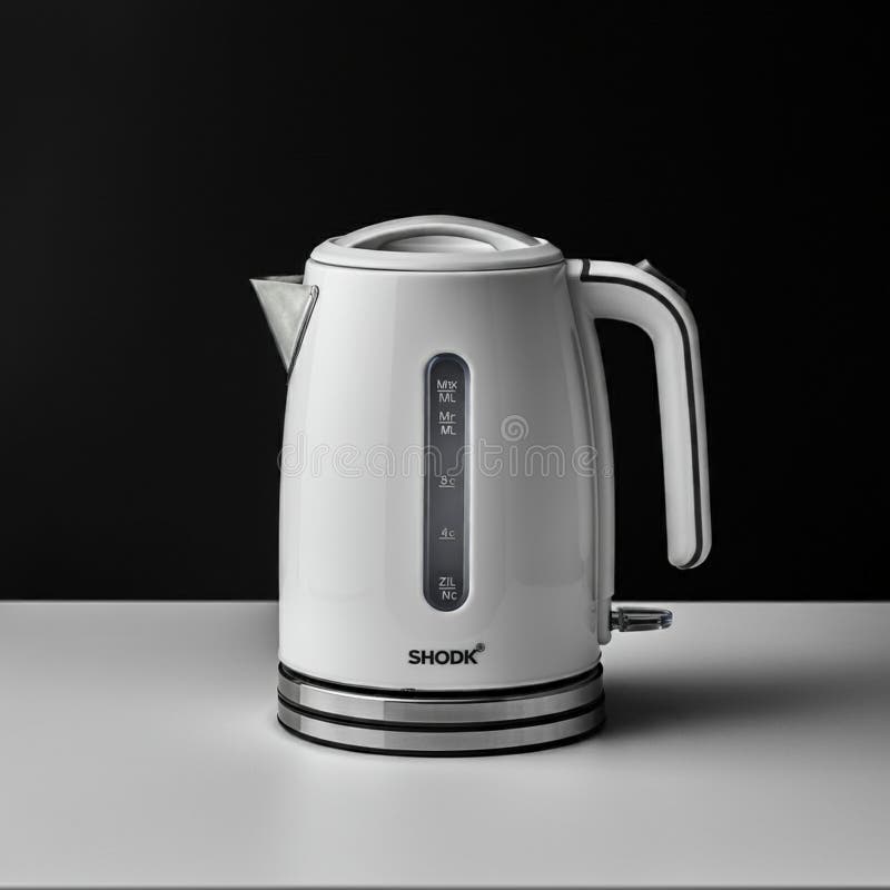 A Sleek, Modern Electric Kettle in White with a Silver Base and Handle ...