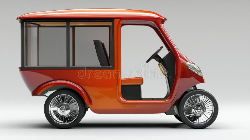 Sleek Modern Electric Rickshaw with a Vibrant Orange Exterior Stock ...