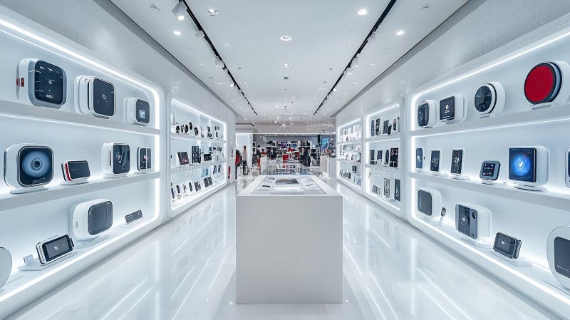 Sleek Modern Electronics Retail Store Interior Showcasing Variety ...