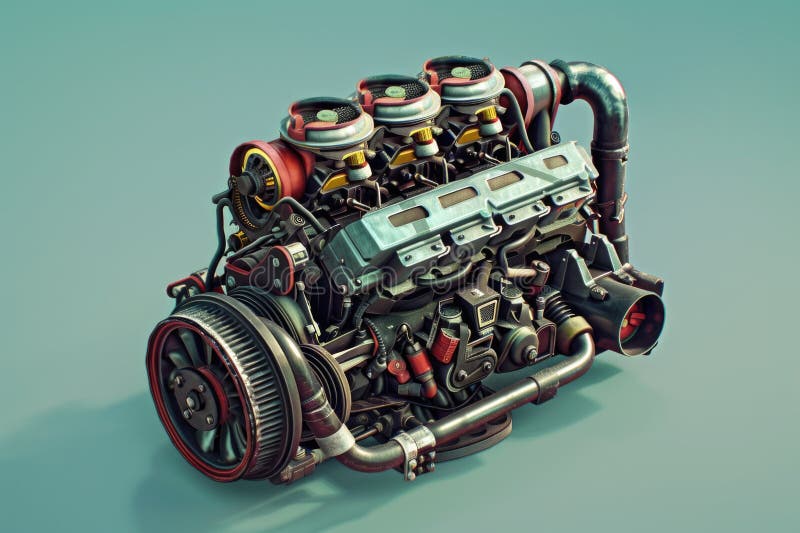 A Sleek and Modern Engine on a Bright Blue Background, Suitable for ...